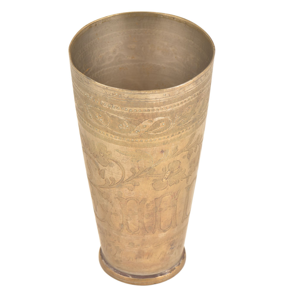Brass Traditional Carved Design Punjabi Lassi Glass