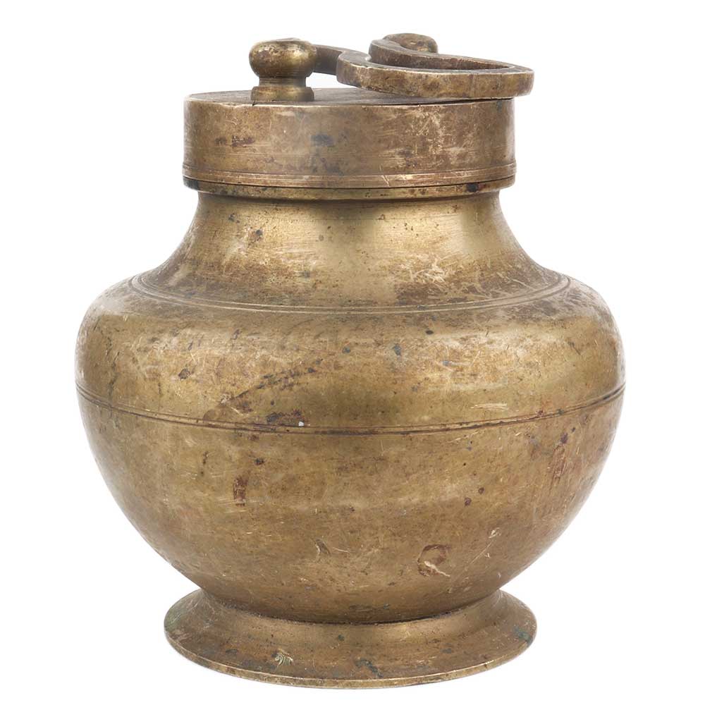 Handmade Ganga Water Pot With Lid And Attached Handle