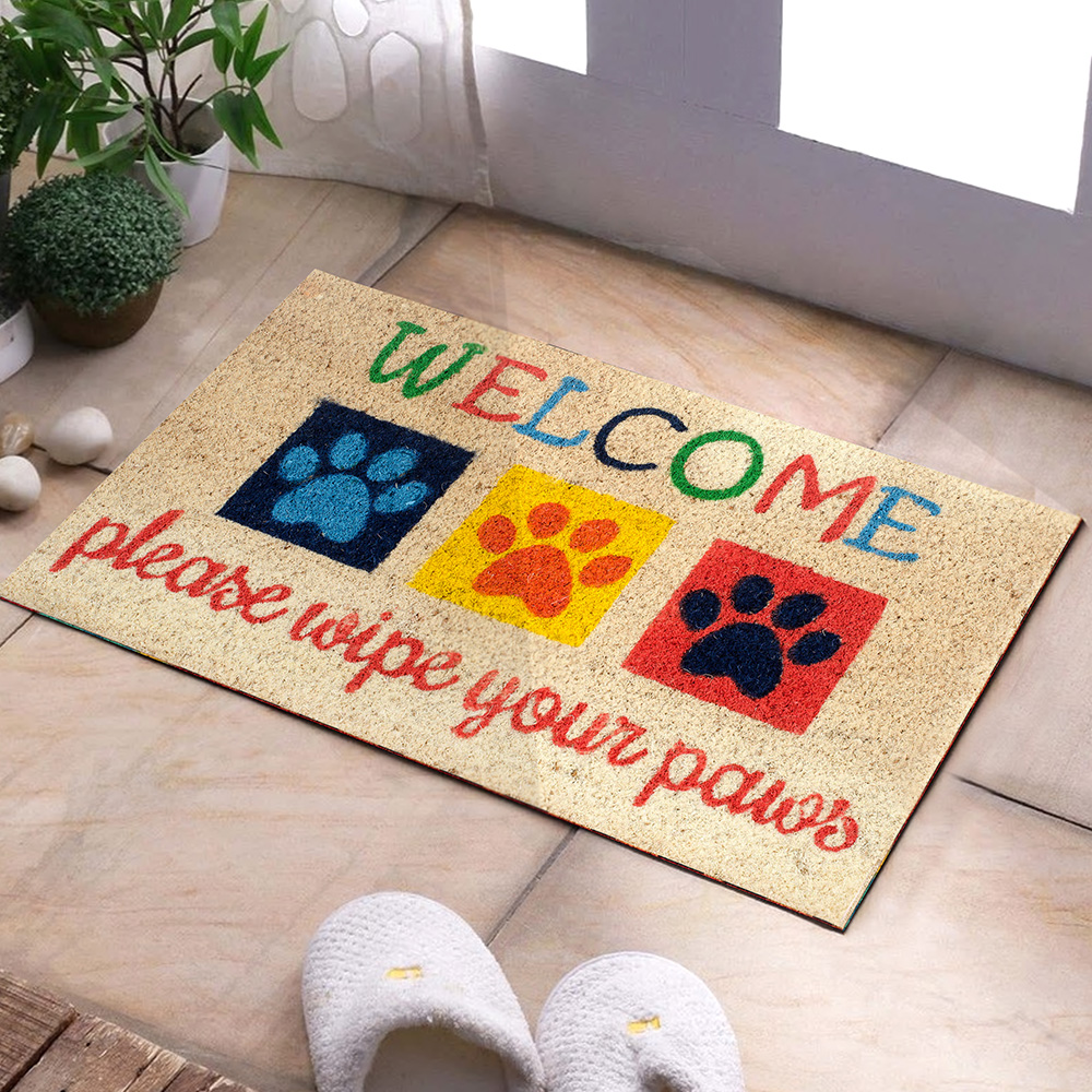Beige Please Wipe Your Paws Premium Coir Mat