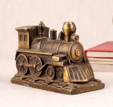 Metal Train Engine Statue in English Art