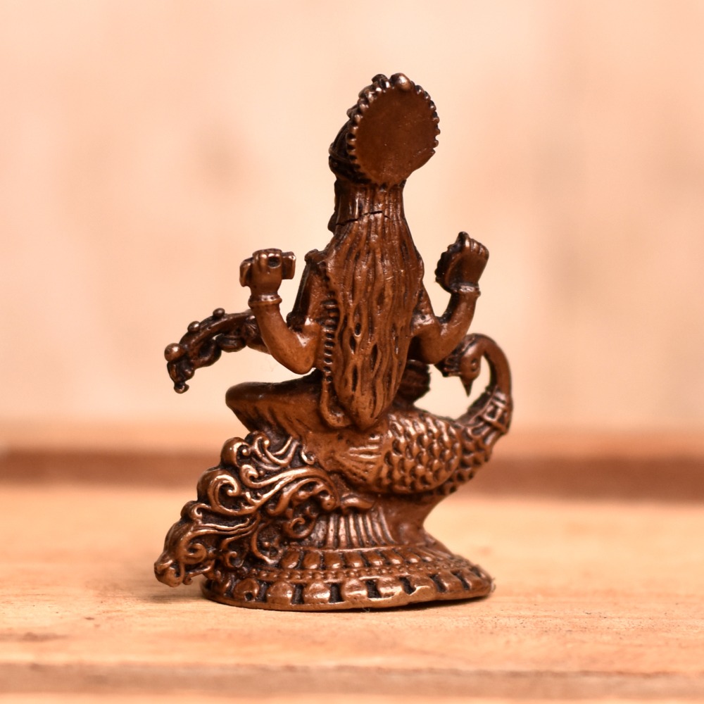 Handmade Goddess Saraswati Copper Murti