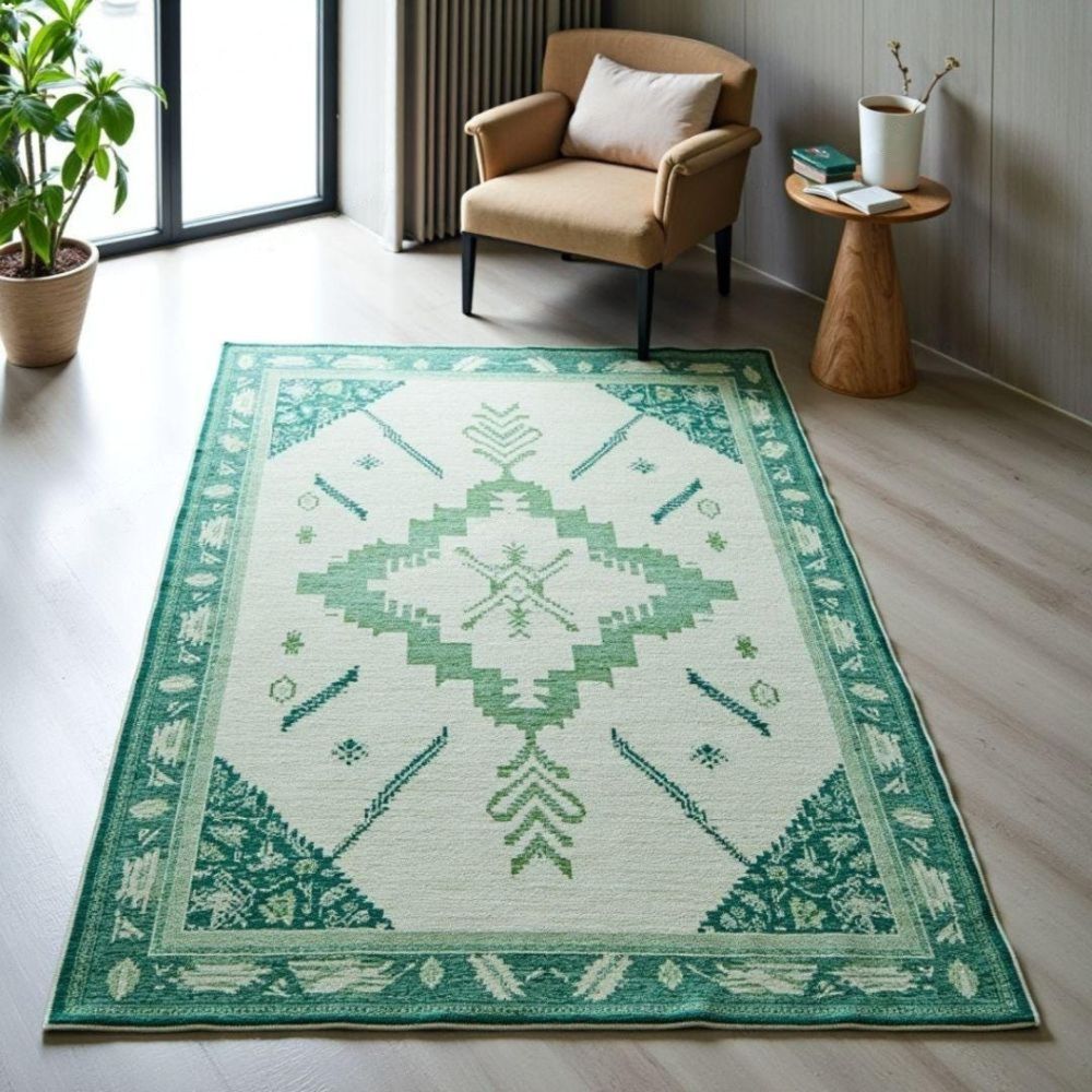 Purchase Green Medallion Wool Rug | Get Up To 15% Discount